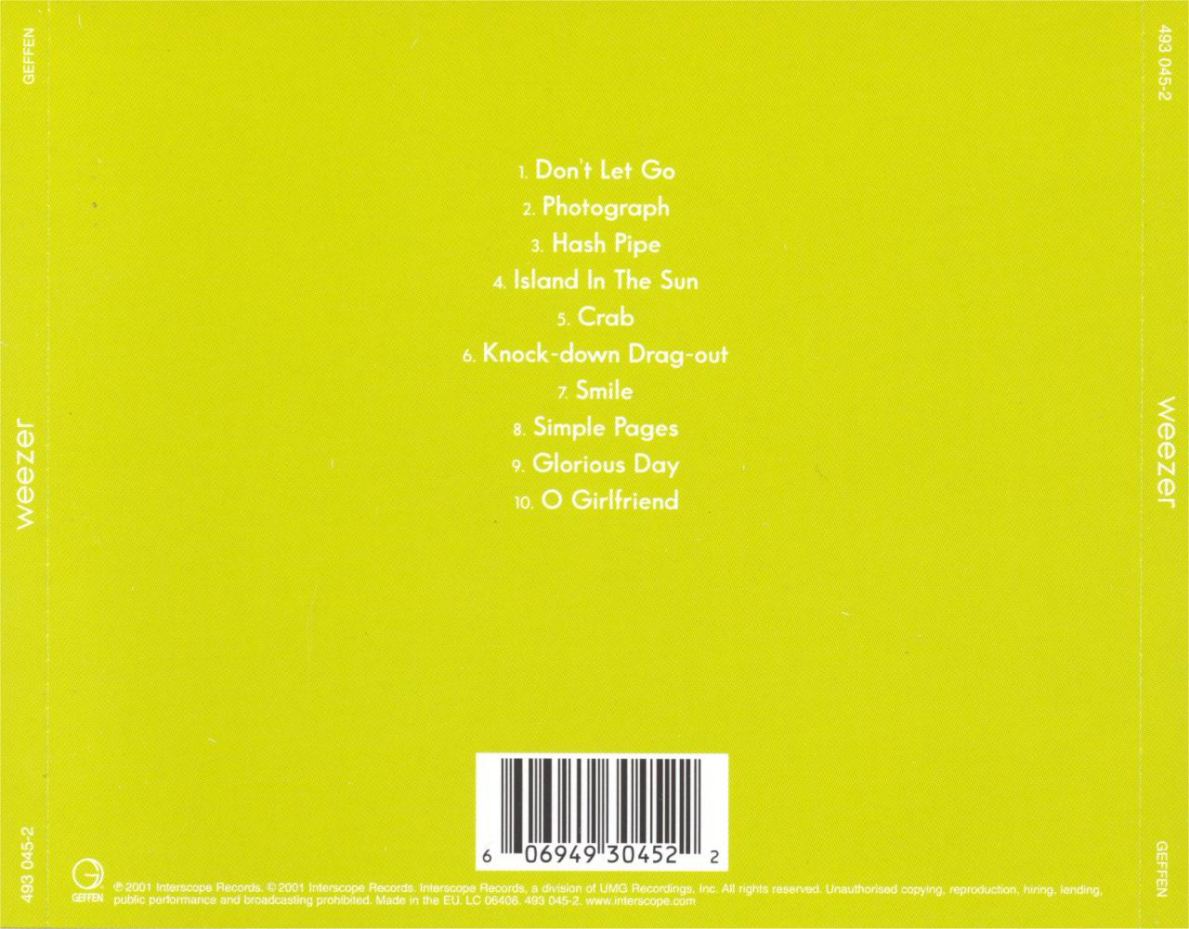 Weezer Weezer : Back | CD Covers | Cover Century | Over 1.000.000 Album ...